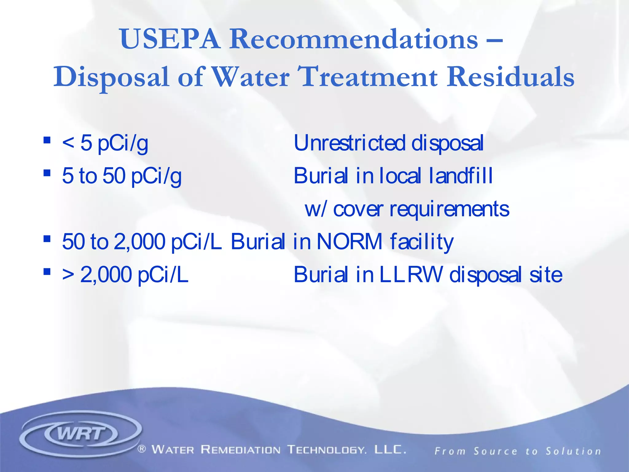 Treatment Methods For Radionuclide Removal | PPT