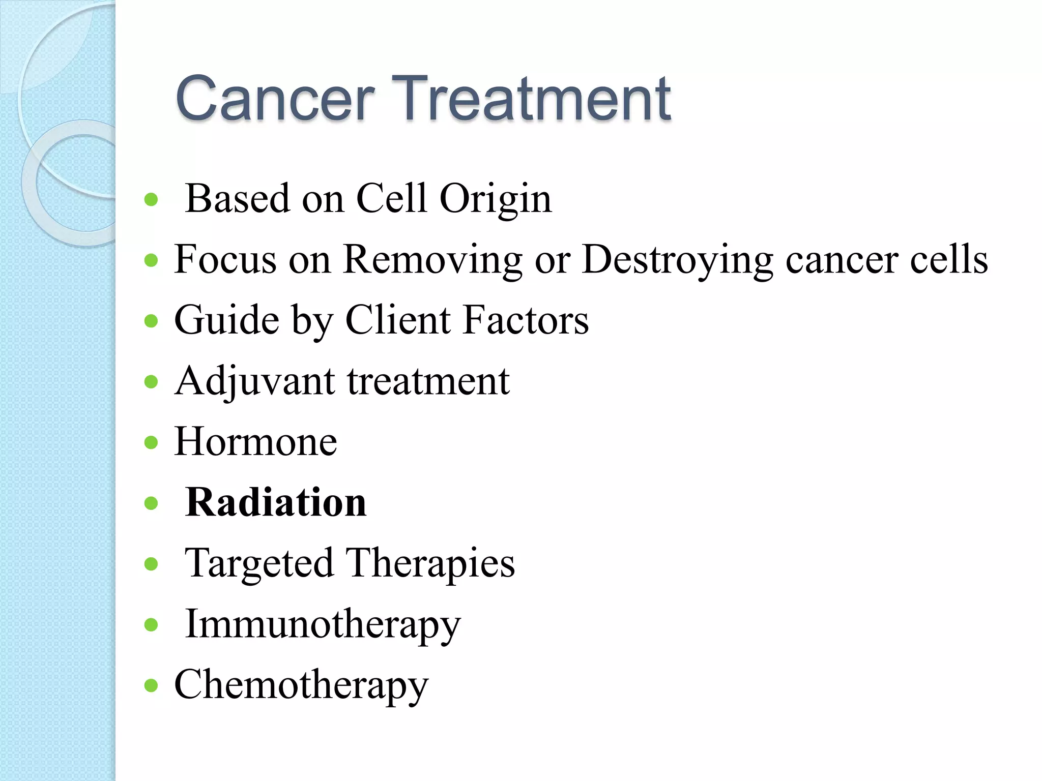(Treatment modality) radiation therapy for cancer | PPTX