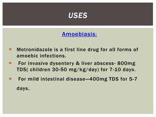 Treatment of amoebiasis & giardiasis | PPTX