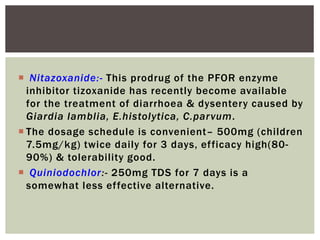 Treatment of amoebiasis & giardiasis | PPTX