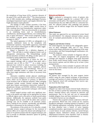 Treatment of Aneurysmal Bone Cysts by Minimally Invasive Curettage and ...