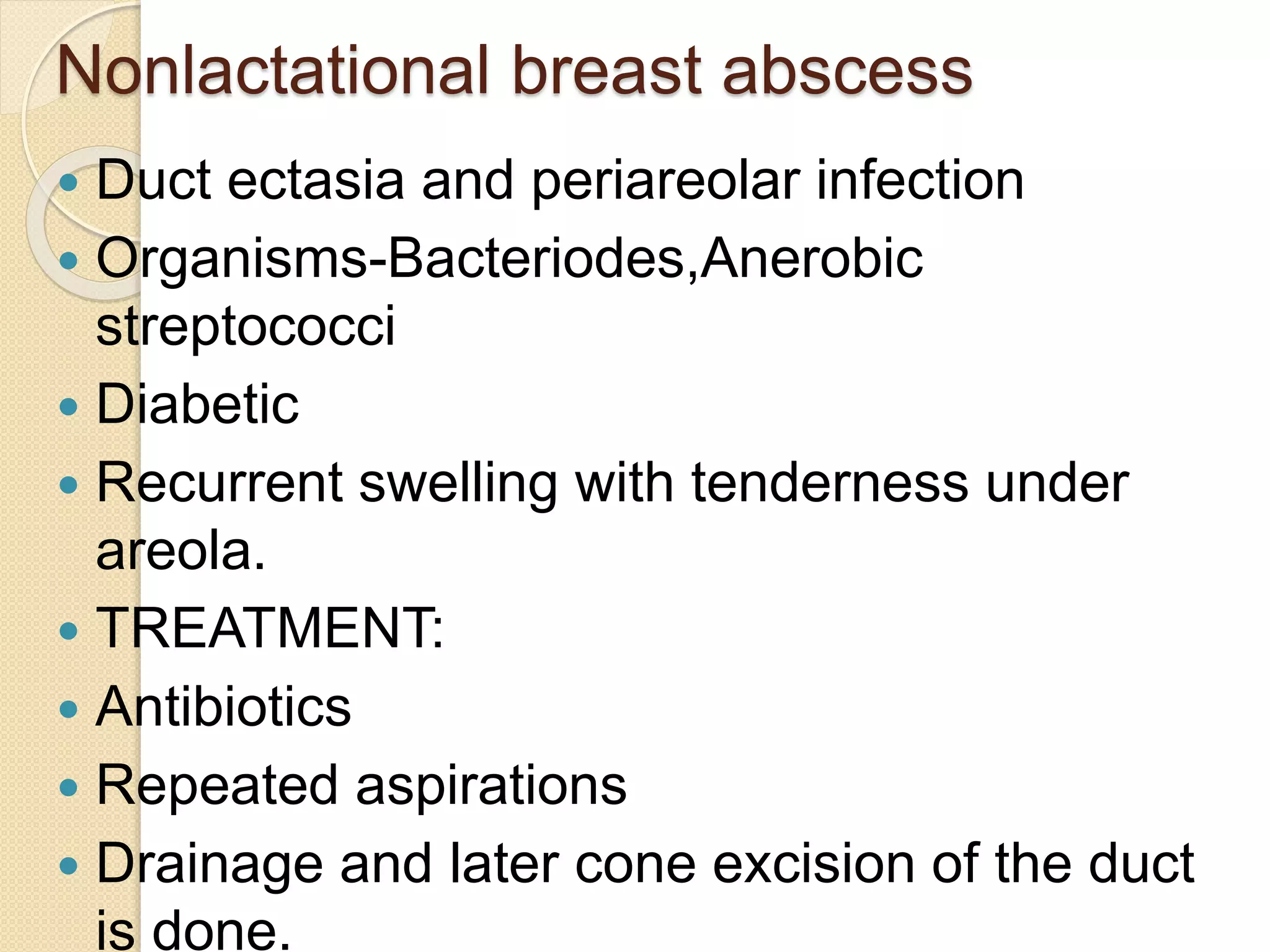 Treatment of benign breast diseases | PPTX
