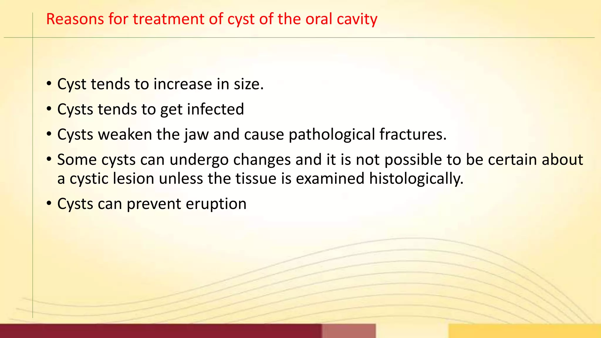 Treatment of cysts | PPTX