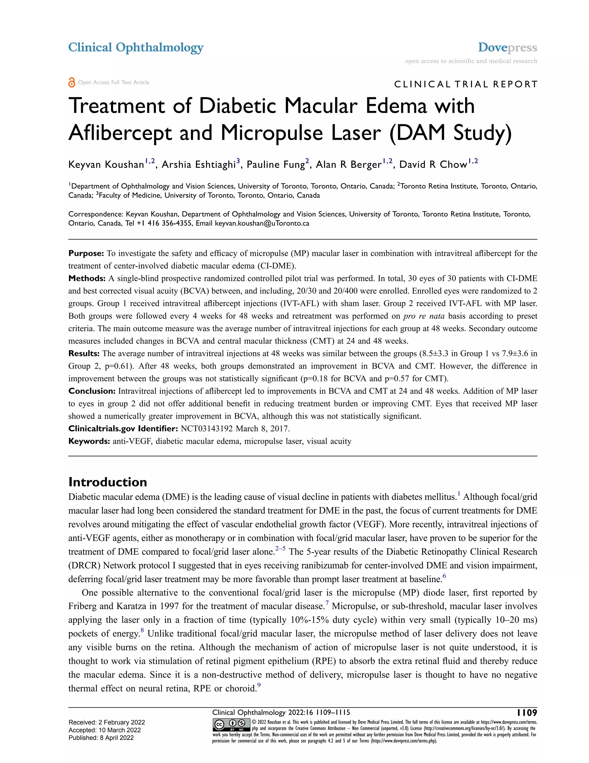 Treatment of Diabetic Macular Edema with Aflibercept and Micropulse ...