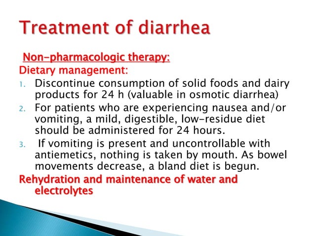 Treatment of diarrhea | PPTX | Digestive Disorders | Diseases and Conditions