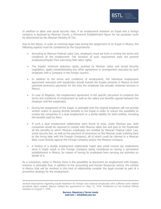 Treatment of expatriated employees by the labor and social security ...