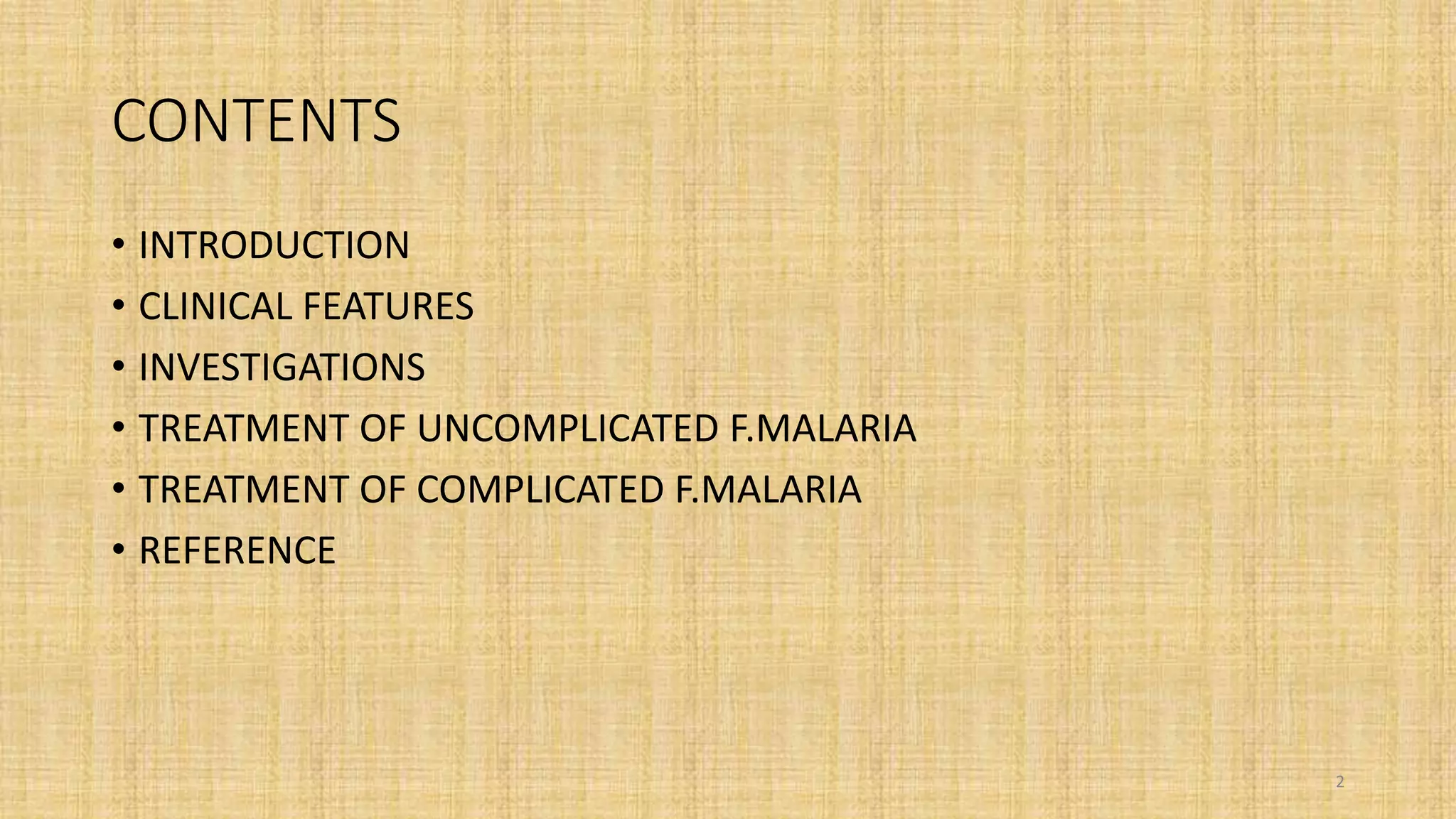 Treatment of falciparum malaria | PPTX