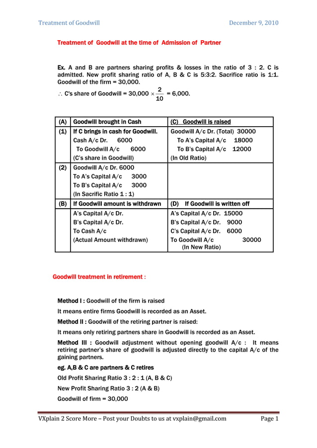 Treatment of Goodwill - Explanation | PDF | Business Accounting ...