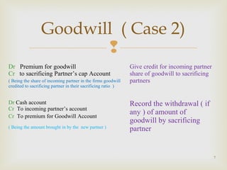 Treatment of Goodwill on the admission of a new partner | PPT