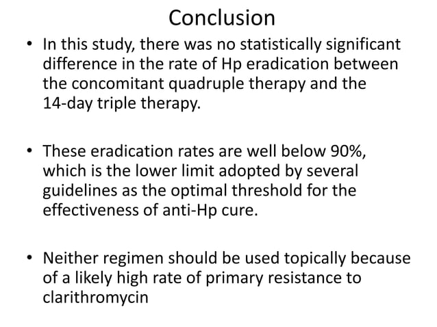 Treatment of Helicobacter pylori infection 14‐day concomitant quadruple ...