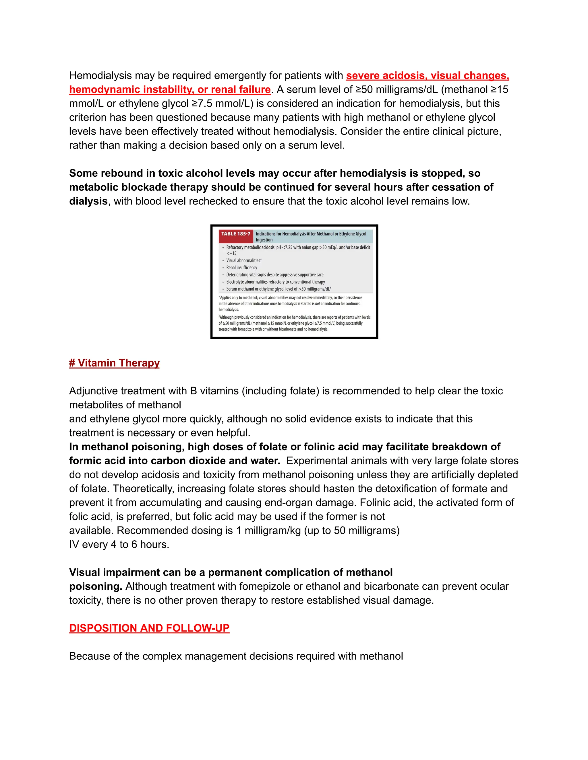 Treatment of Methanol Poisoning ( Based on Tintinalli's Textbook of ...