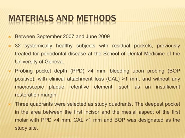 Treatment of residual pockets with photodynamic therapy, | PPT