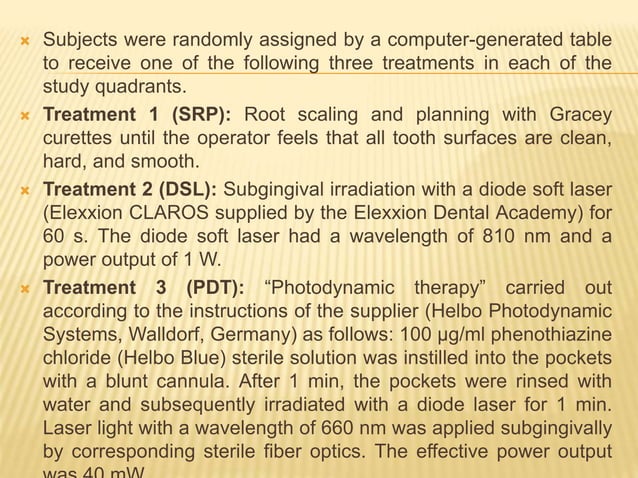 Treatment of residual pockets with photodynamic therapy, | PPT