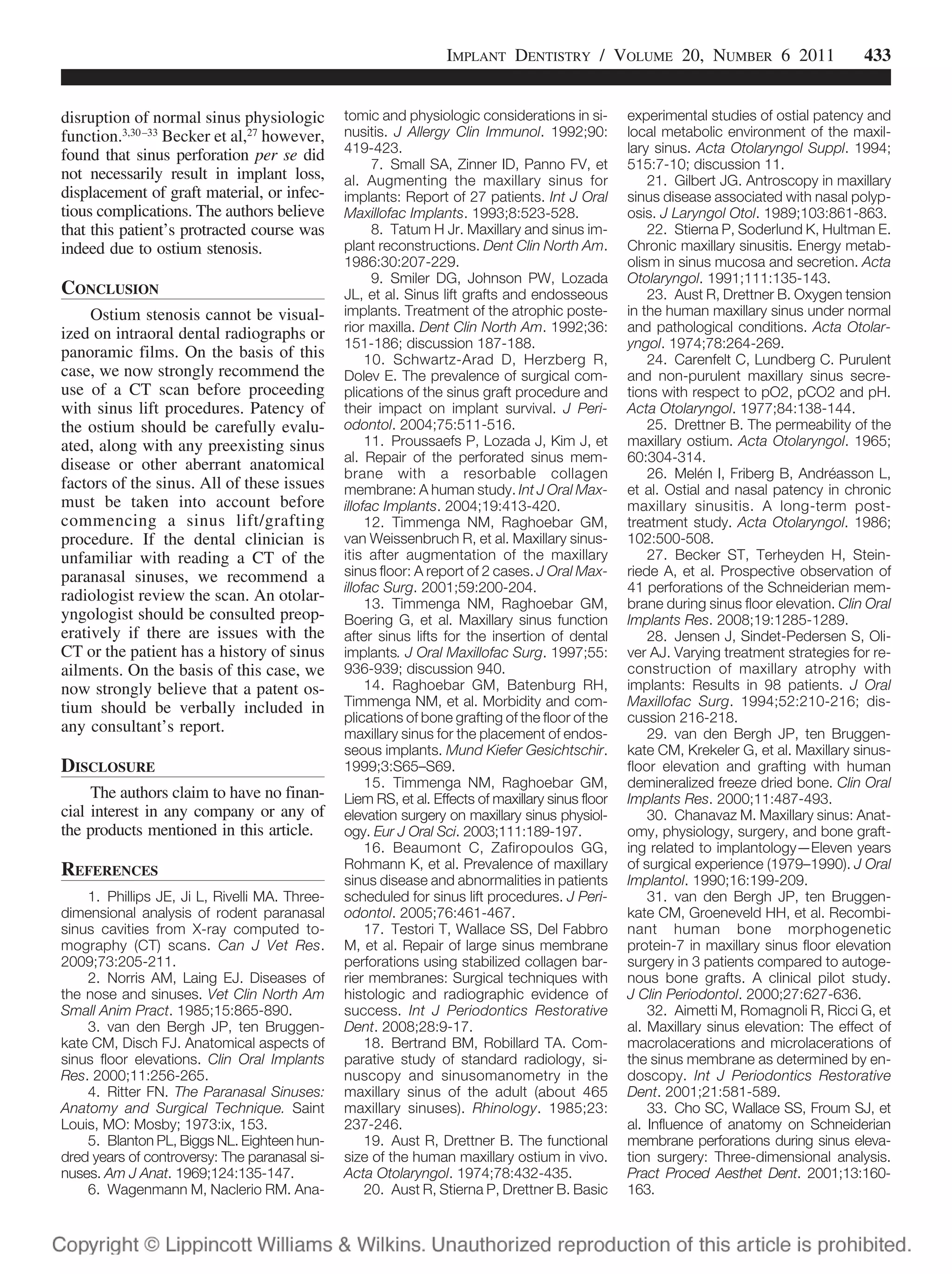 Treatment of severe sinus infection after sinus lift procedure a case ...