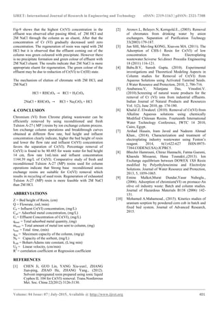 Treatment of wastewater from chrome plating industry by ion exchange ...