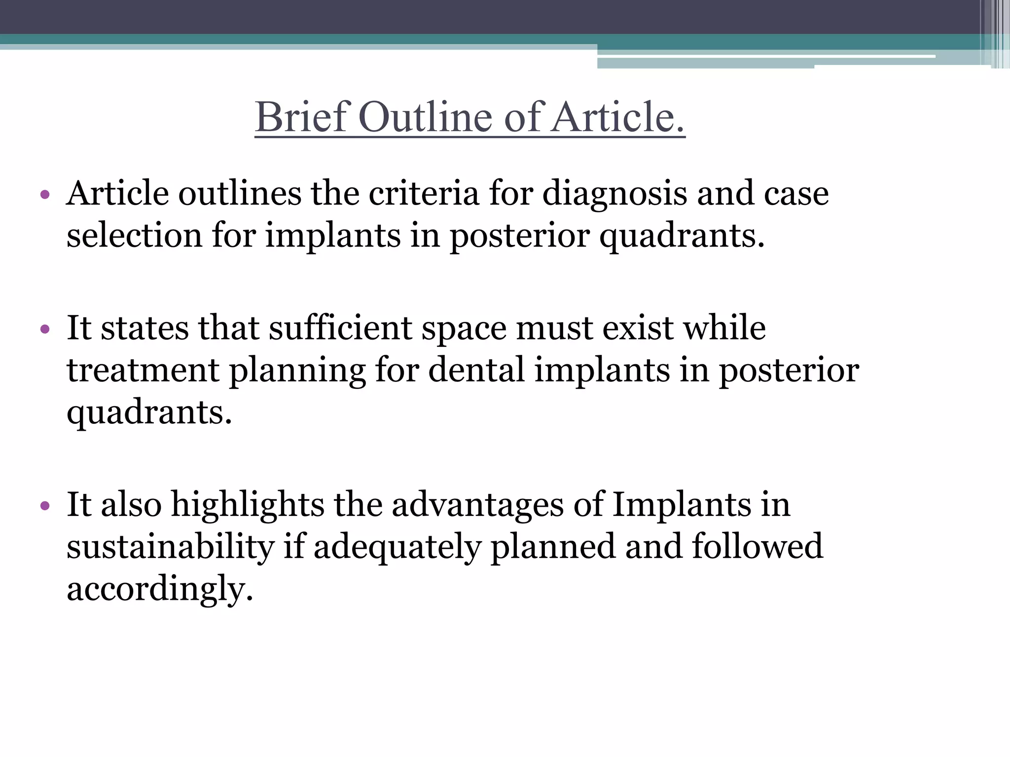 Treatment Planning of Implants in Posterior Quadrants | PPTX