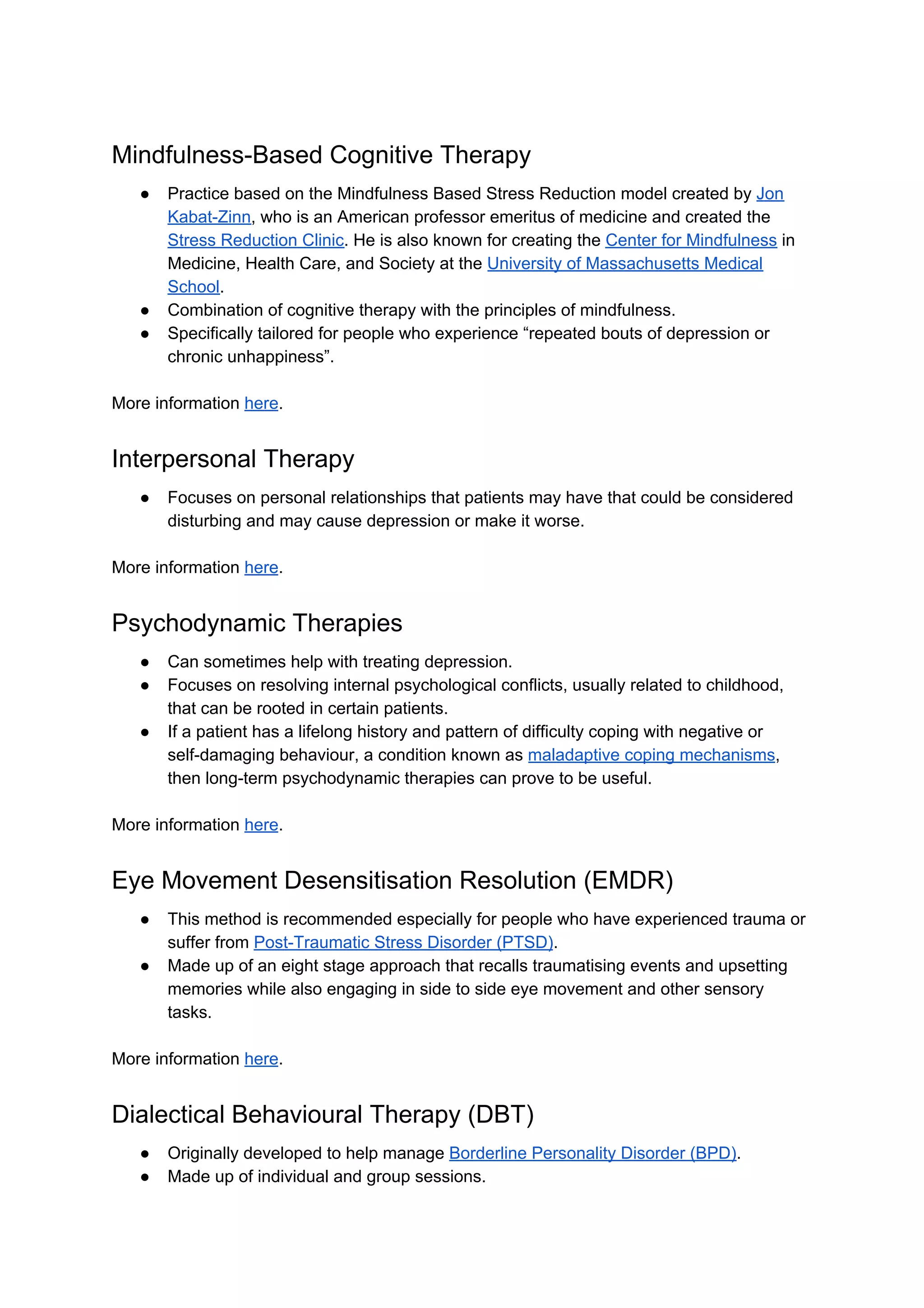 Treatments Available for Anxiety - The Linden Method | PDF