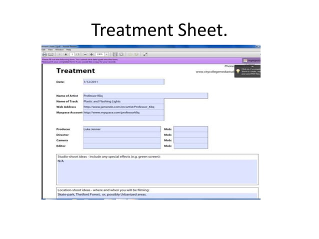 Treatment sheet | PPT