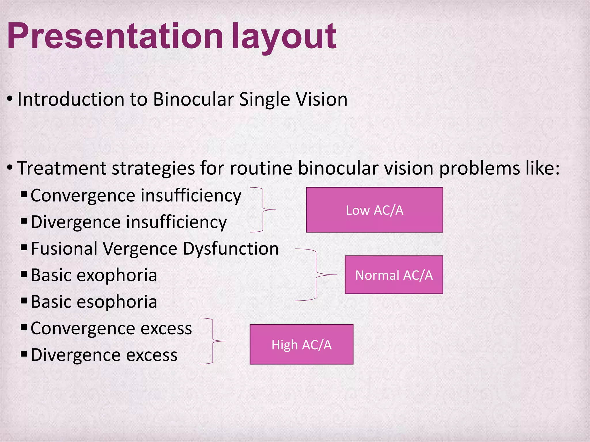 Treatment Strategies for Routine Binocular Vision Problems | PPTX