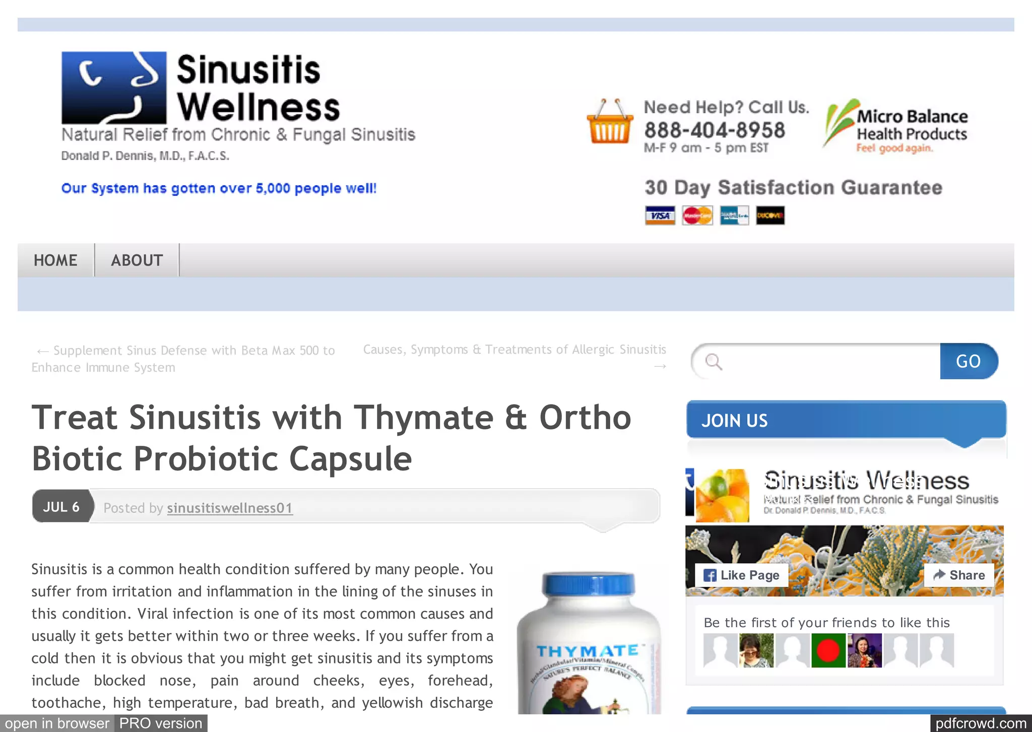 Treat Sinusitis with Thymate & Ortho Biotic Probiotic Capsule | PDF