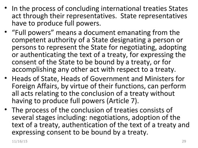 Law of Treaties - International Law | PPT | Law