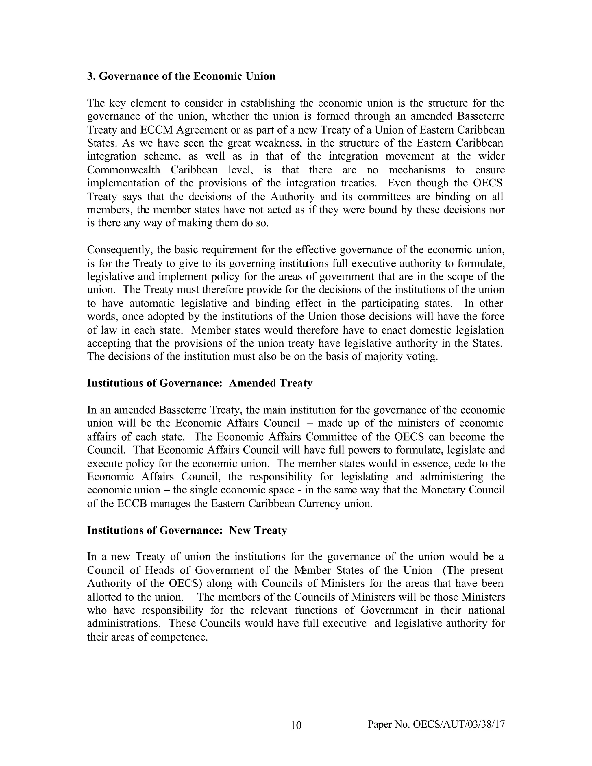 The Treaty of Basseterre & OECS Economic Union | PDF