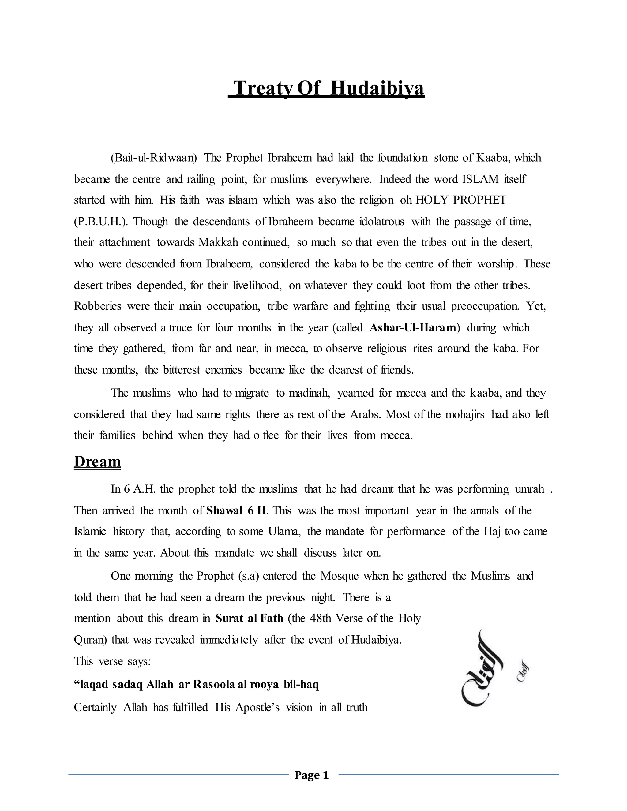 Treaty of hudaibiya | DOCX