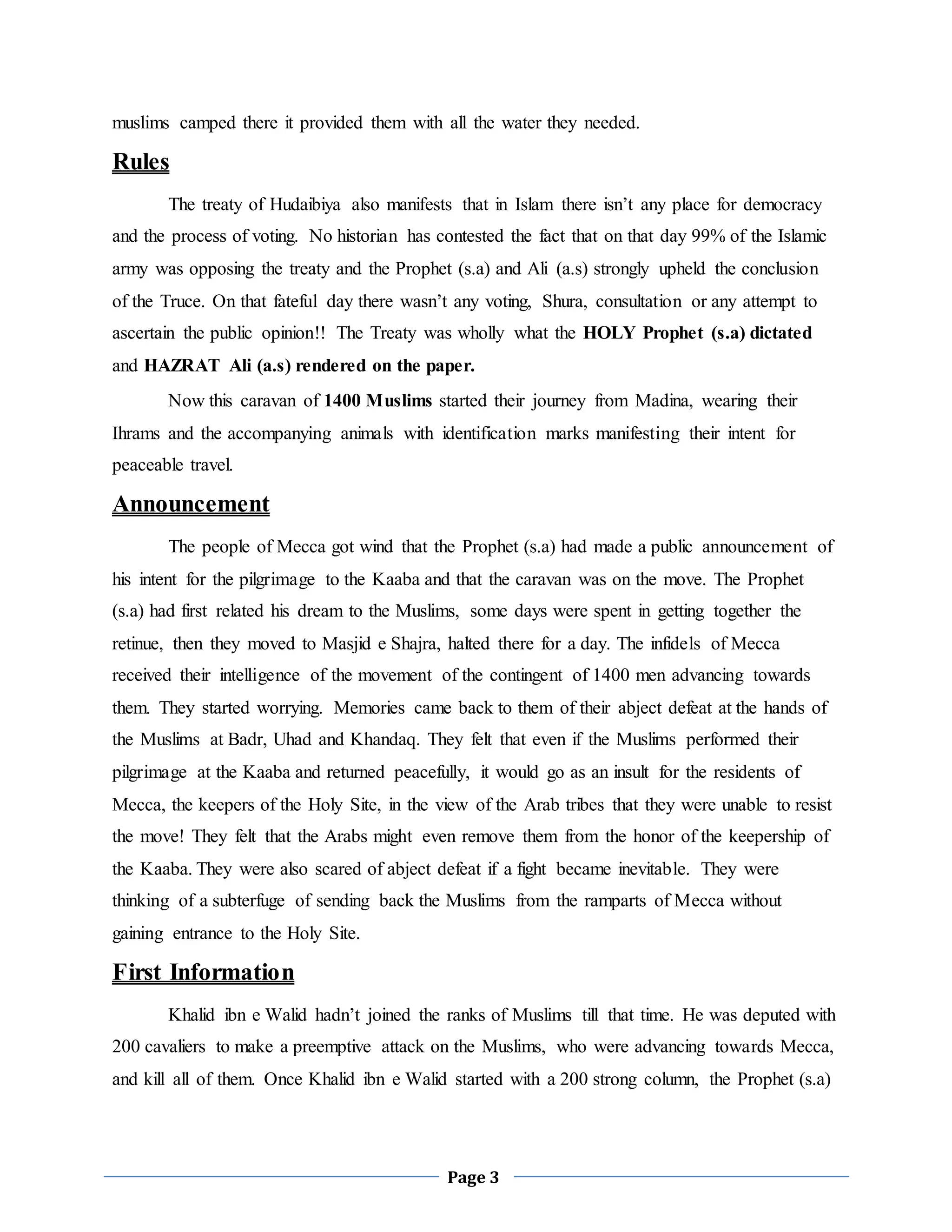 Treaty of hudaibiya | DOCX
