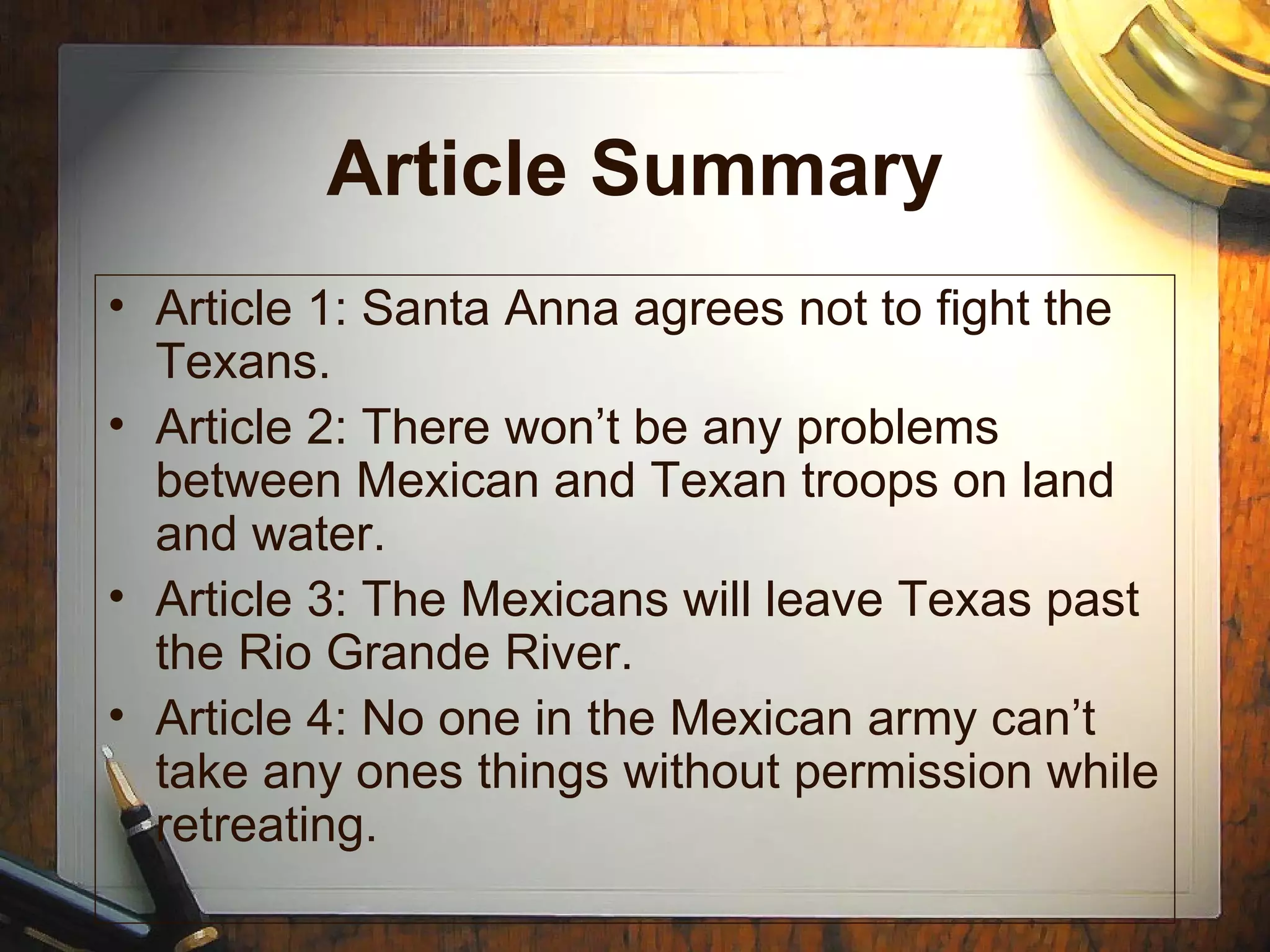 Treaty Of Velasco | PPT | Death, Injury, or Military Conflict ...