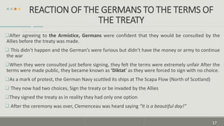 Slides explaining the Treaty of Versailles | PPTX