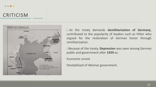 Slides explaining the Treaty of Versailles | PPTX