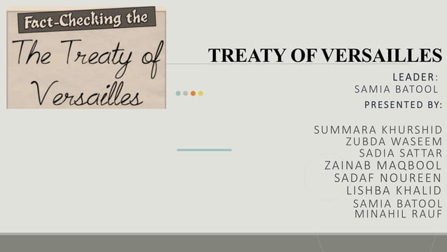 Slides explaining the Treaty of Versailles | PPT