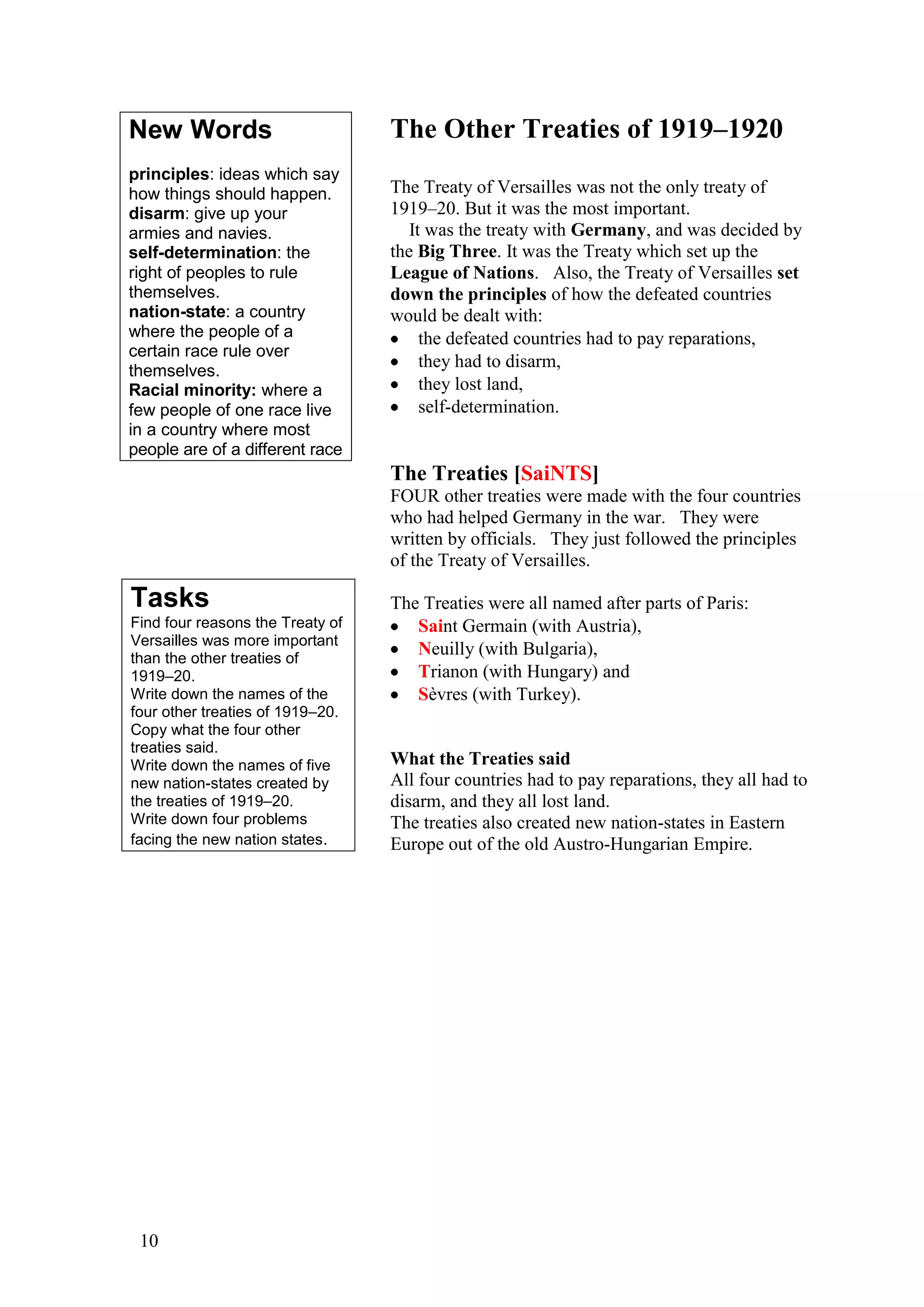 Treaty of versailles student booklet | DOCX