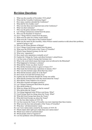 Treaty of versailles student booklet | DOCX