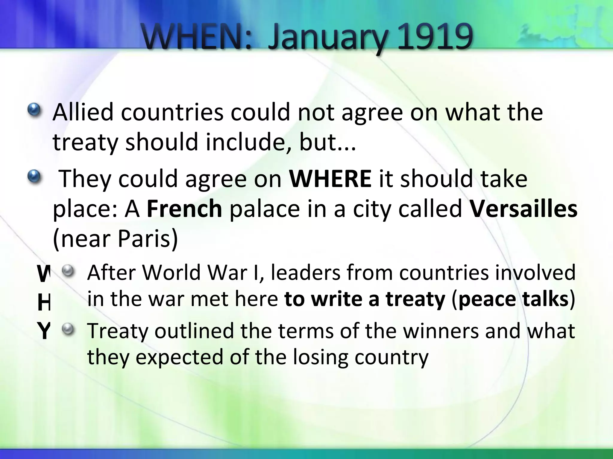 Treaty of Versailles and World Depression | PPT