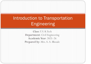 Introduction to transportation engineering | PDF