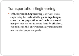 Introduction to transportation engineering | PDF