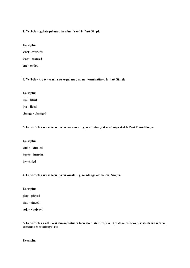 Trecutul simplu in engleza | DOCX