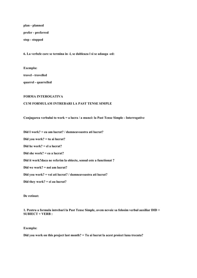 Trecutul simplu in engleza | DOCX