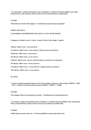 Trecutul simplu in engleza | DOCX