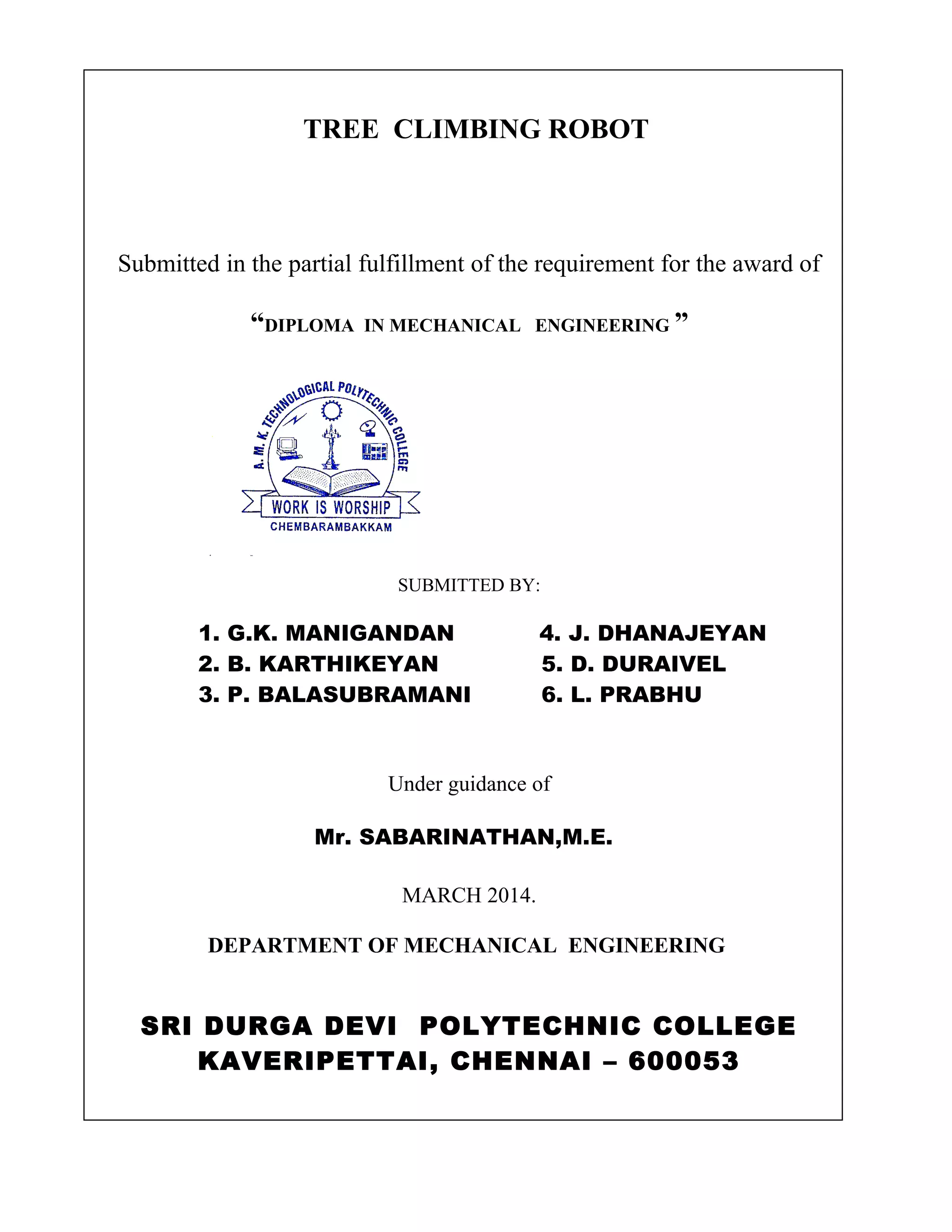 Tree climbing robot 2014 edit | DOC