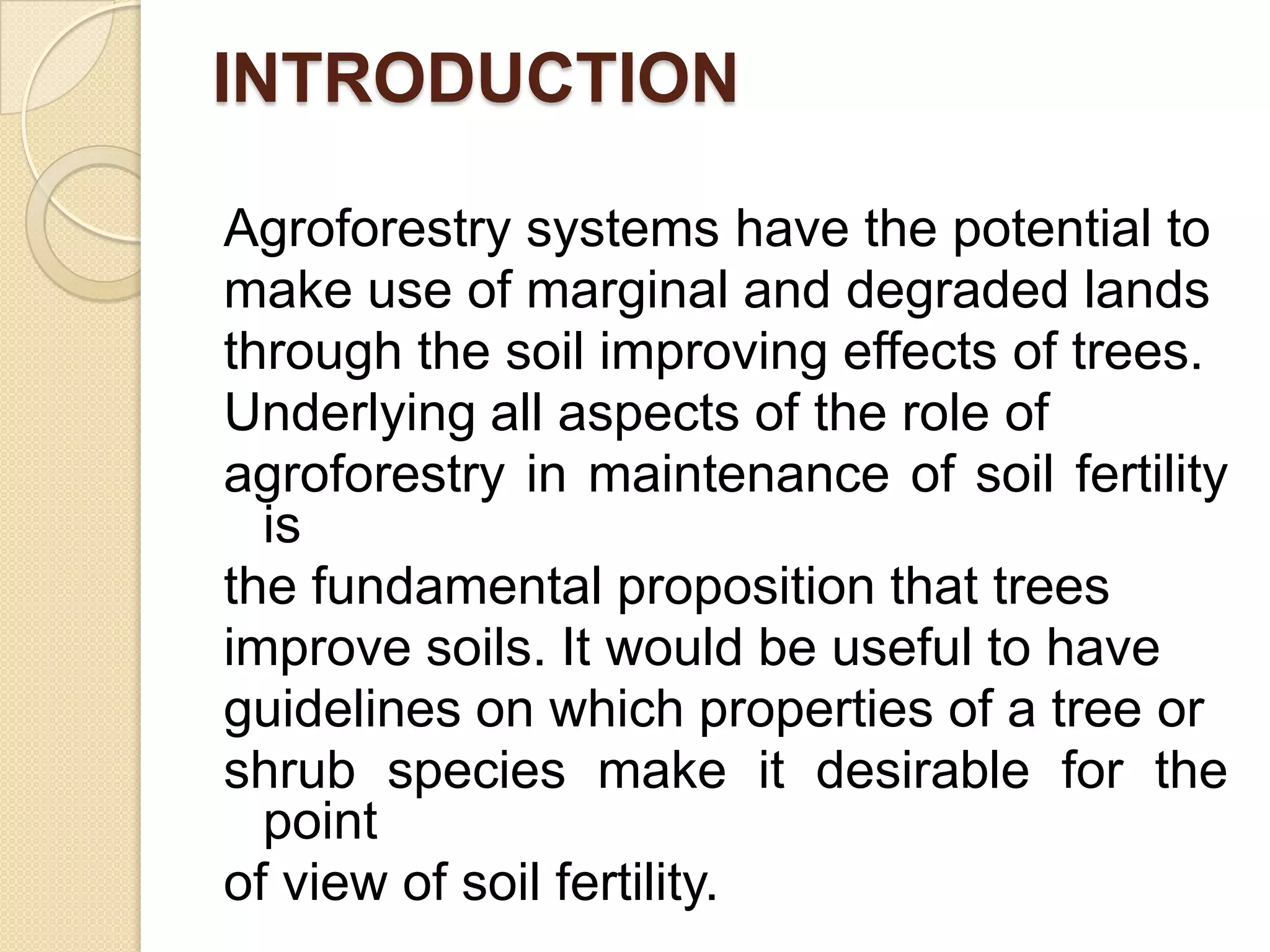 Tree cropping system for reclamation of problem soil | PPT