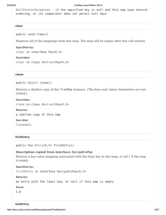 Tree map (java platform se 8 ) | PDF
