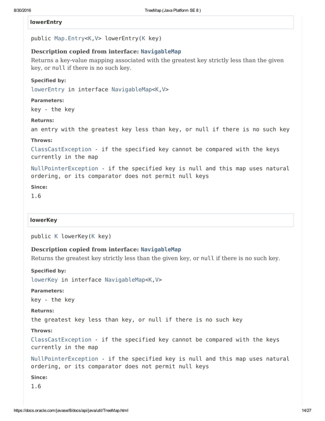 Tree map (java platform se 8 ) | PDF