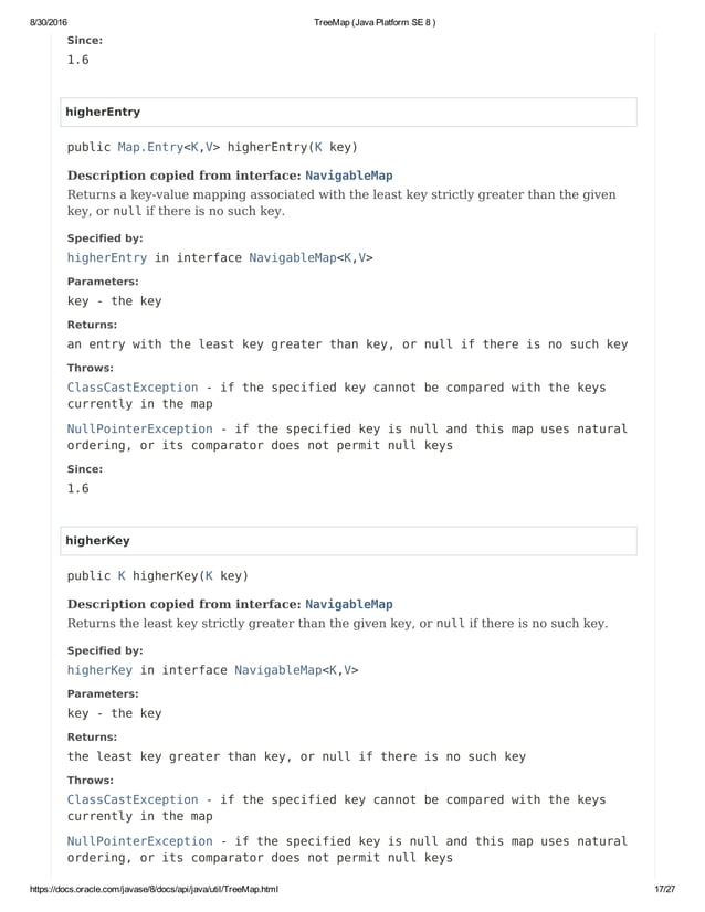Tree map (java platform se 8 ) | PDF