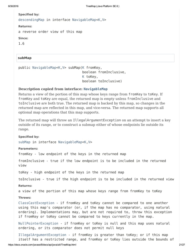 Tree map (java platform se 8 ) | PDF