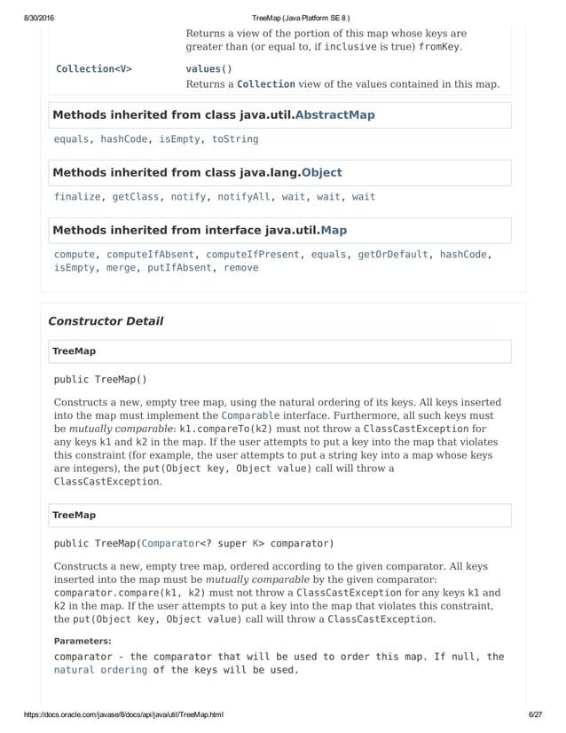 Tree map (java platform se 8 ) | PDF