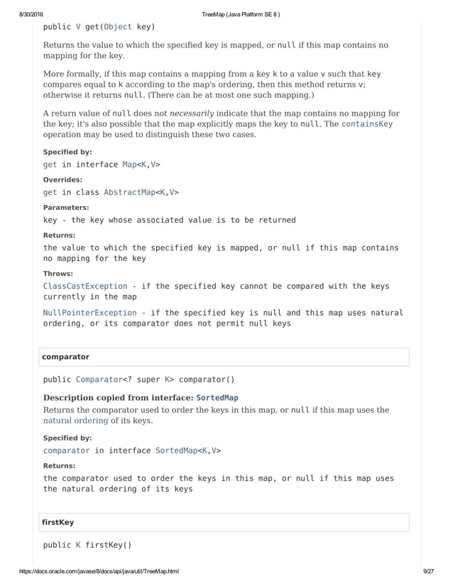 Tree map (java platform se 8 ) | PDF