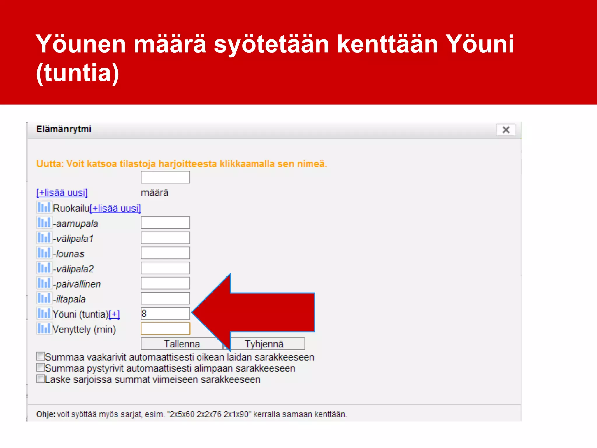 Treeni.fi yöunen ja ruokailun seuranta | PDF