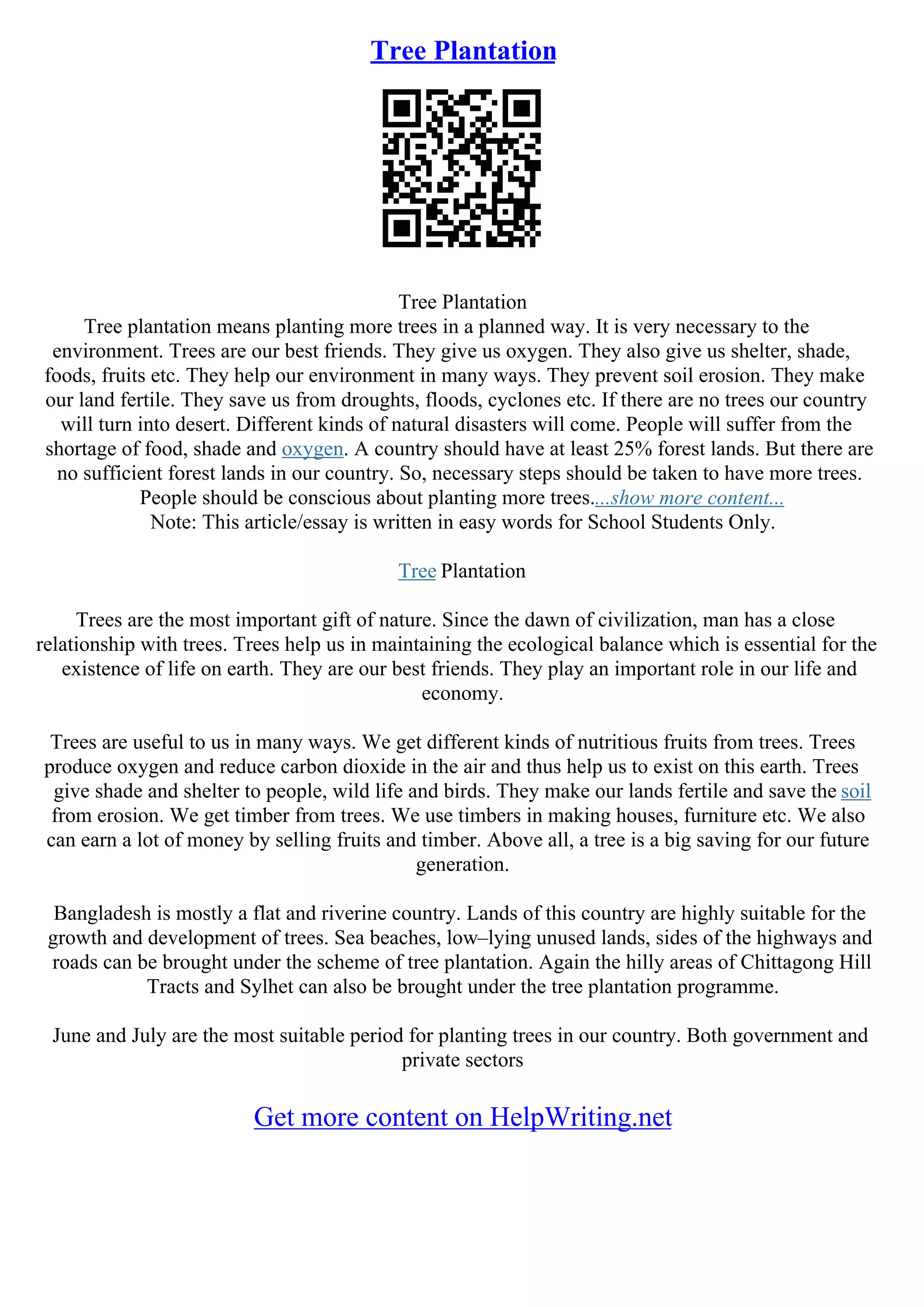 Tree Plantation Essay | PDF